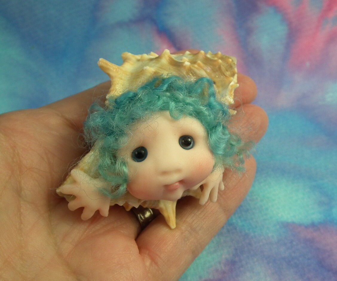 Astryd d'Mer Urchin Elf Mermaid in a 3 shell OOAK Sculpt by Sculpture ...