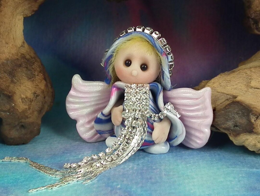 Tiny Angel Gnome 1+1/2" 'sareenah' With Sweep of Silver Magic OOAK Sculpt by Sculpture Artist ...