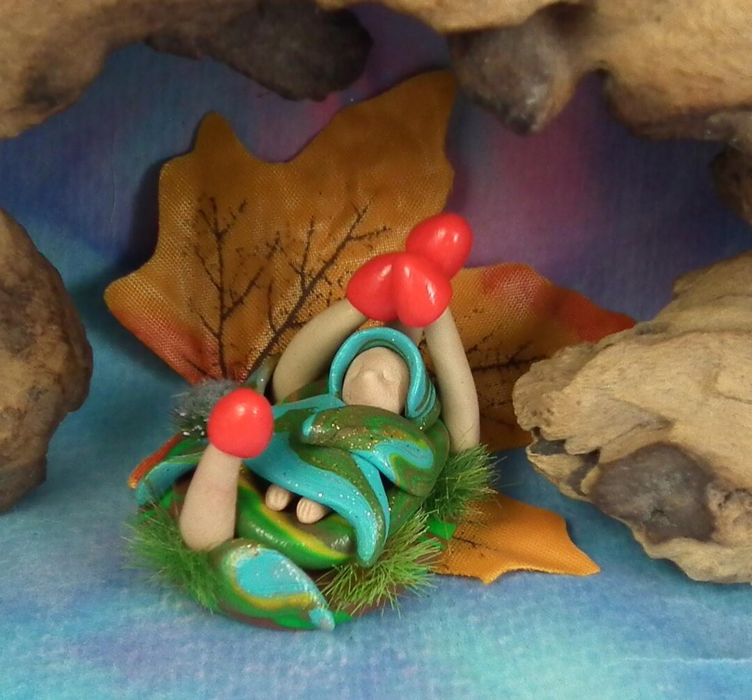 Tiny Sleepy Sprite in Crib 1 'calix' With Toadstool Canopy Elf Gnome ...