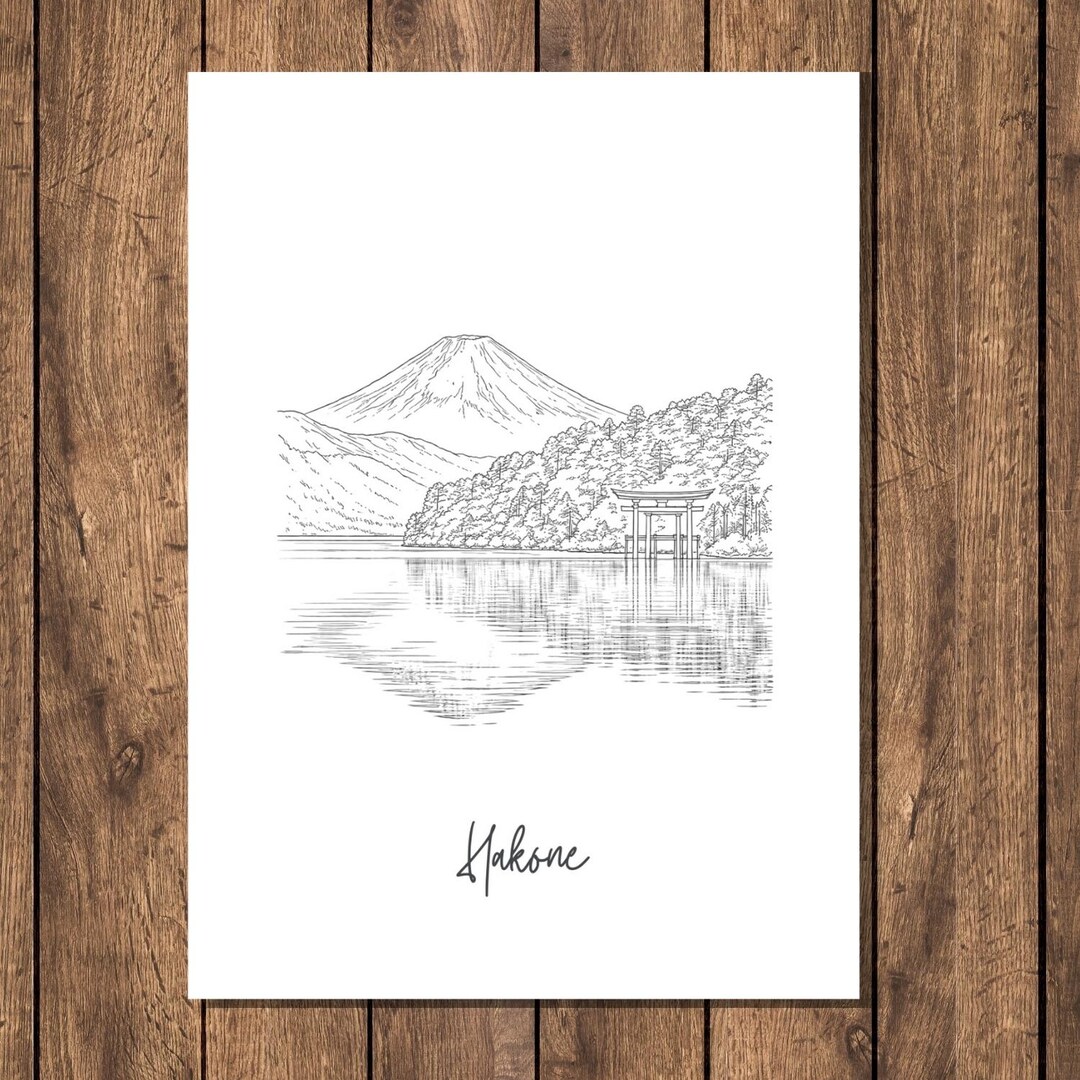Hakone Japan Line Drawing Print Digital Download Minimalist City Wall ...