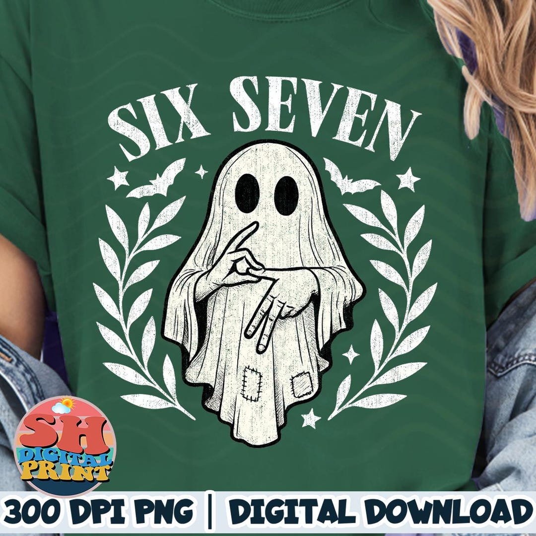 Six Seven Boo Ghost Hand Sign PNG: Spooky Halloween Design (digital ...