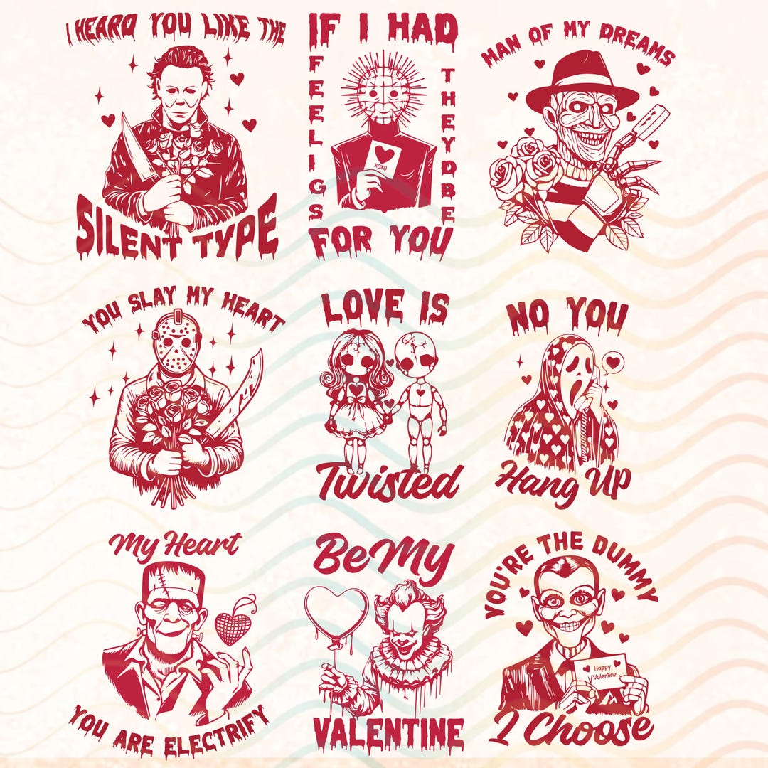 Creepy Valentine PNG Bundle | Horror Shirt Designs (digital Download ...
