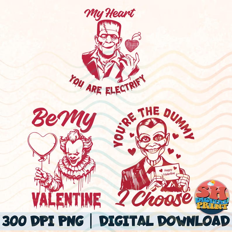 Creepy Valentine PNG Bundle | Horror Shirt Designs (digital Download ...