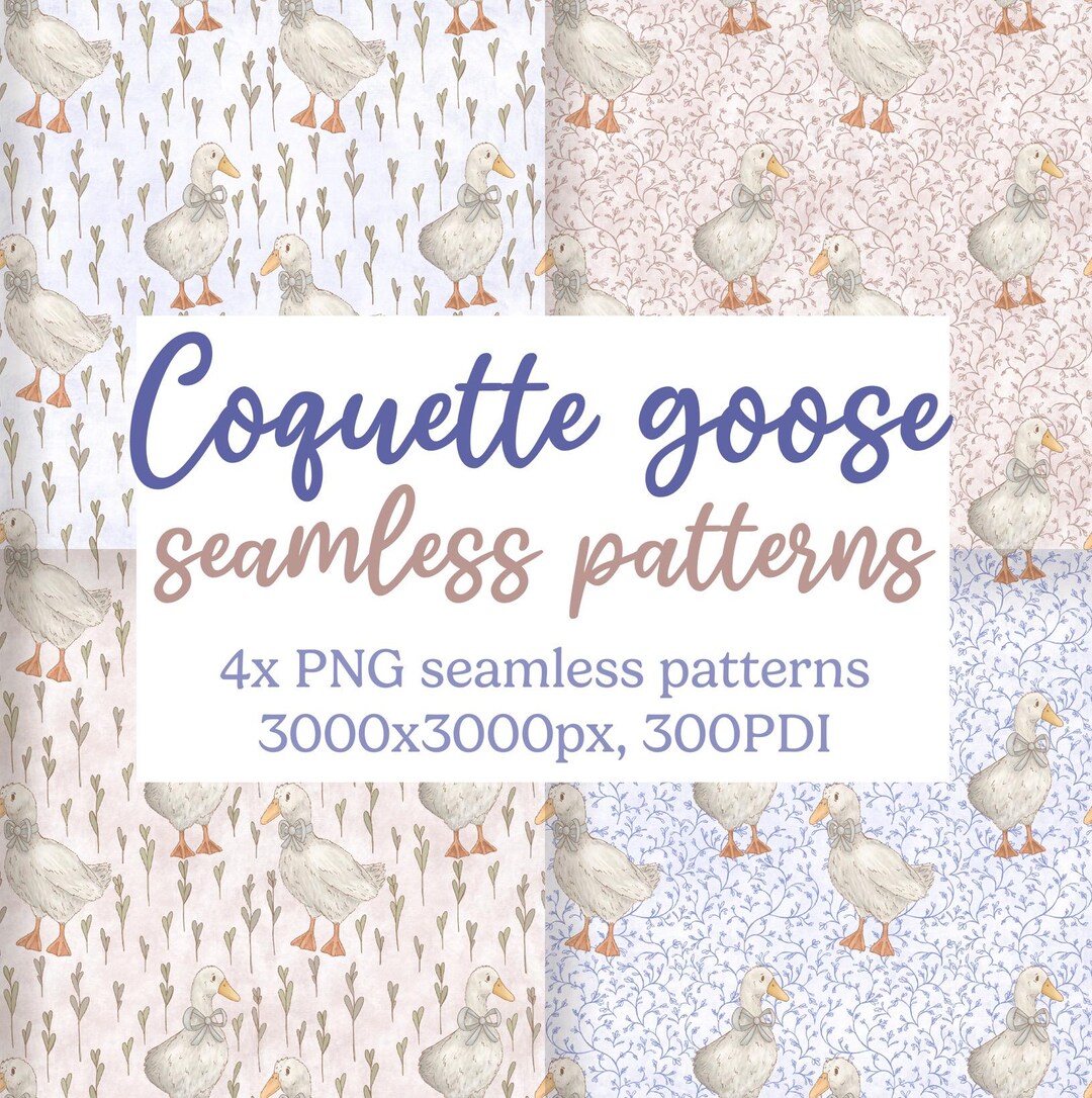 Coquette Vintage Style Goose Seamless Patterns Bundle, Silly Goose ...