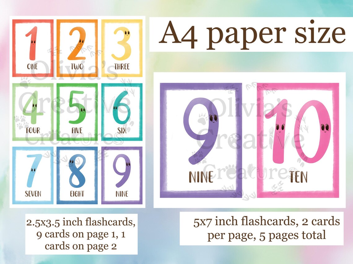 Preschool Number Flash Cards, 1-10 Counting Cards, Toddler Number ...