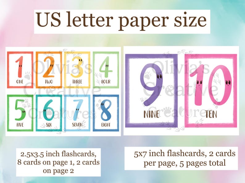 Preschool Number Flash Cards, 1-10 Counting Cards, Toddler Number ...
