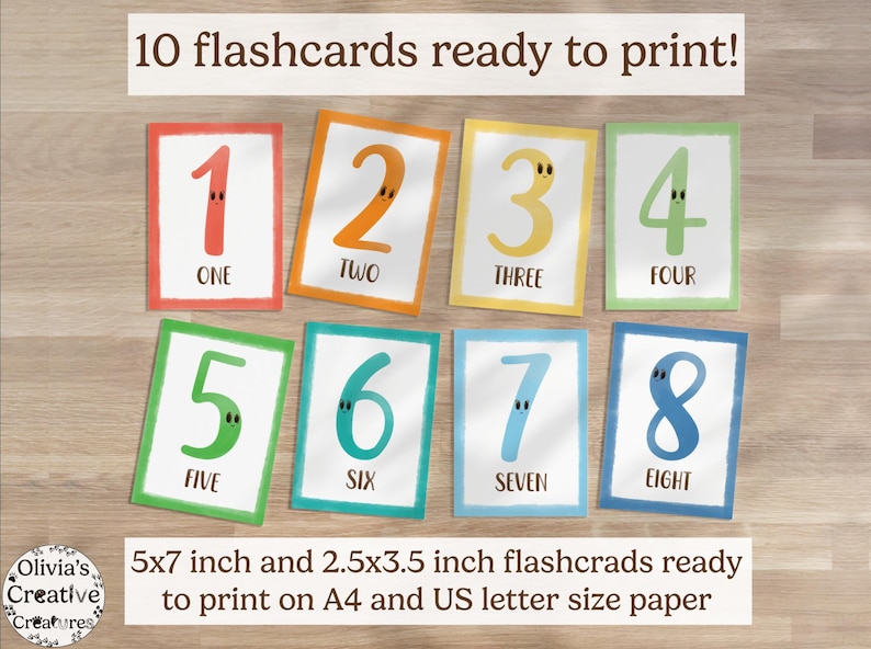 Preschool Number Flash Cards, 1-10 Counting Cards, Toddler Number ...