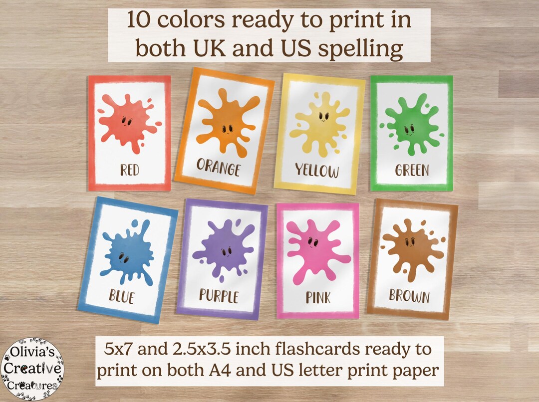 10 Color Flashcards, Preschool Flashcards for Toddlers, Learning Colour ...
