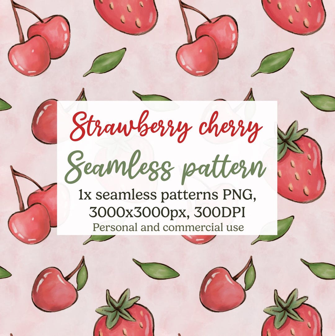 Strawberry Seamless Pattern, Coquette Cherry Digital Paper, Cutesy ...