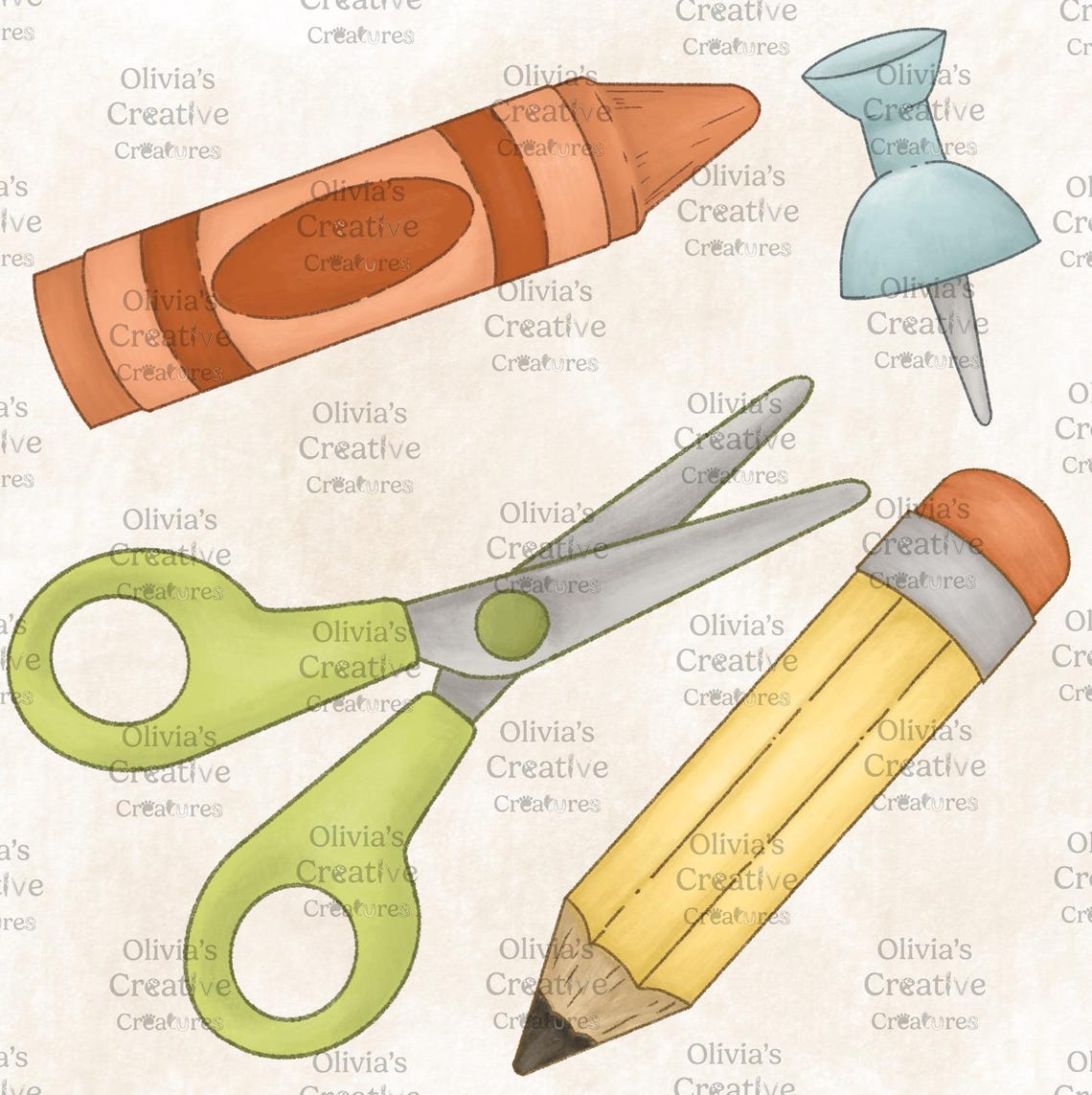 Back to School Clipart Bundle, Cute School Supplies Clipart Set, Back ...