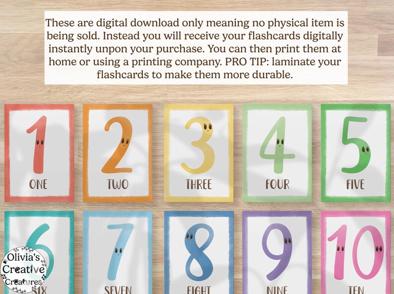 Preschool Number Flash Cards, 1-10 Counting Cards, Toddler Number ...