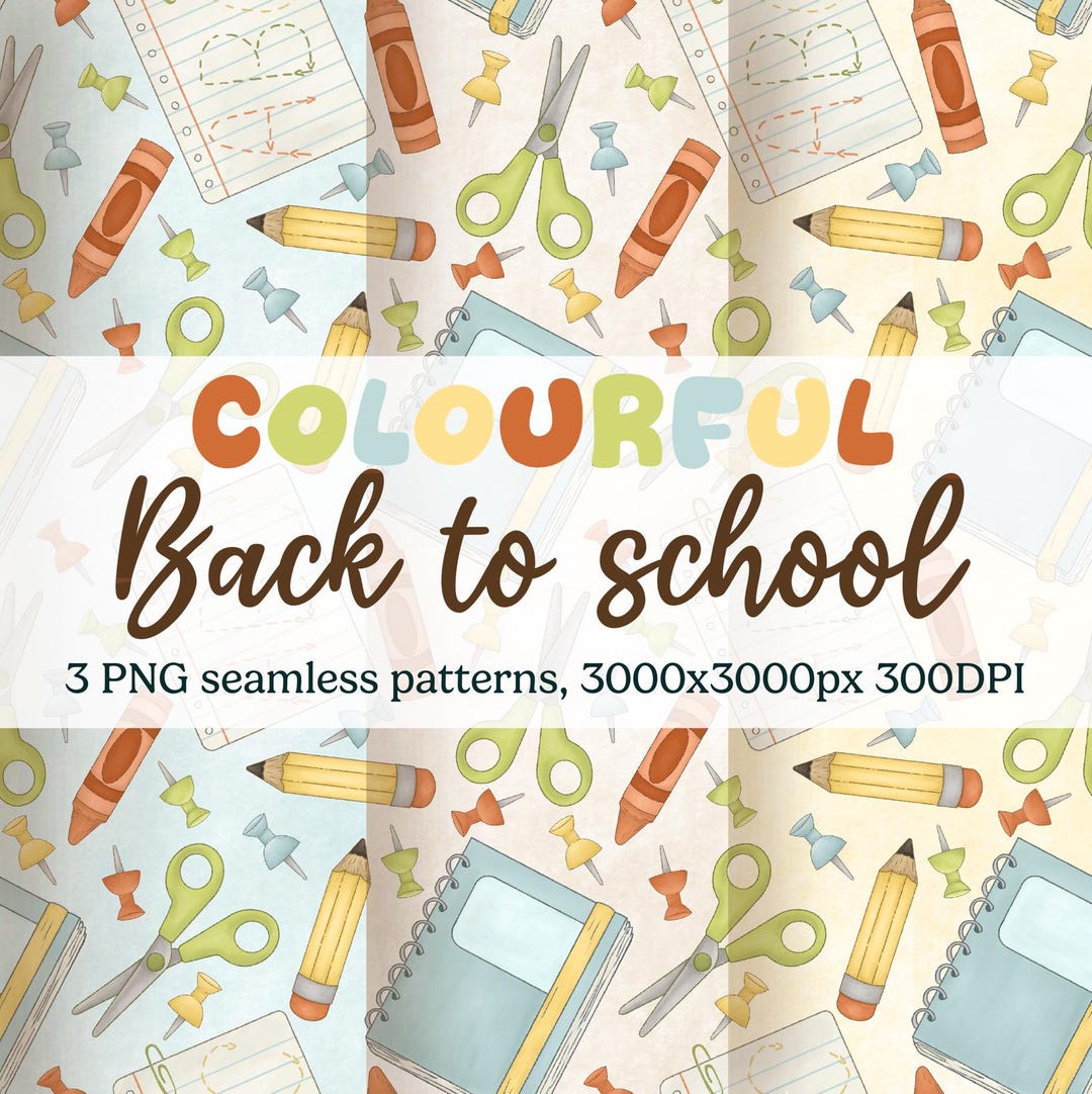 Back to School Seamless Patterns, Seamless Repeat Digital Pattern ...