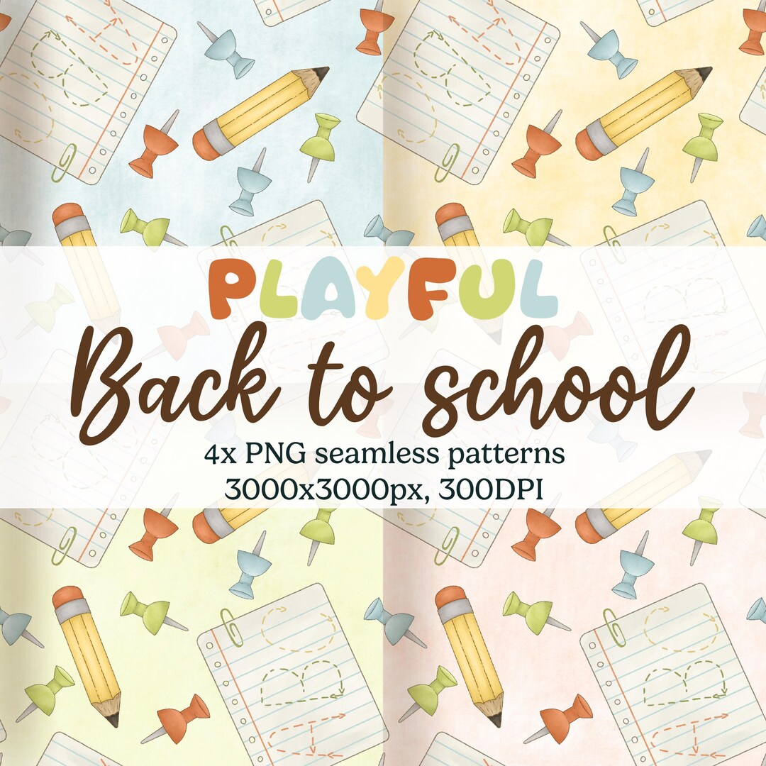 Back to School Seamless Patterns, Seamless Repeat Digital Pattern, Fun ...