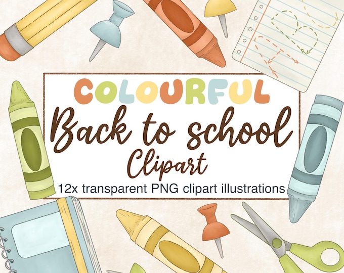 Back to School Clipart Bundle, Cute School Supplies Clipart Set, Back ...