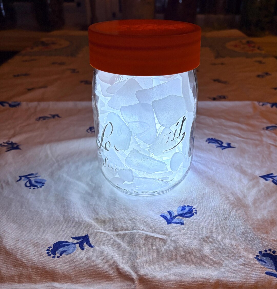 Glowing Beach Glass Lamp - 1 Liter Le Parfait Jar LED String Light Sea ...