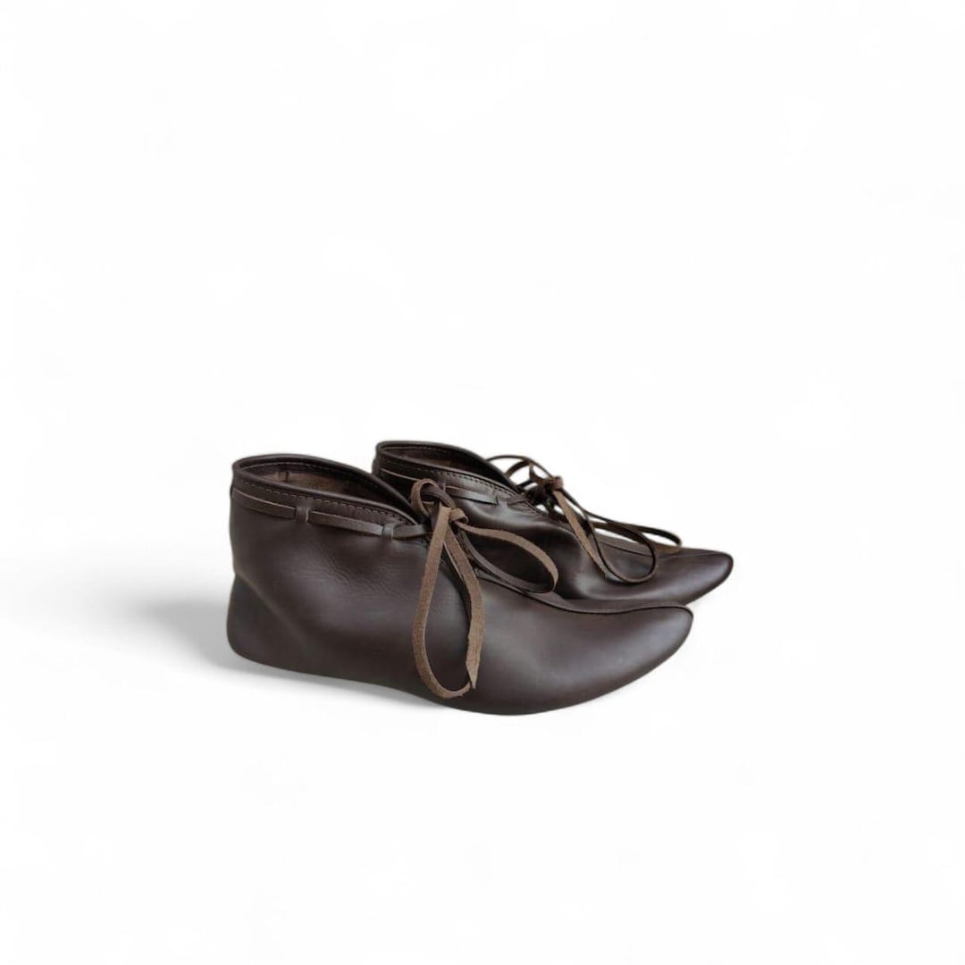 Handcrafted Brown Leather Shoes – Medieval Reenactment Shoes ...