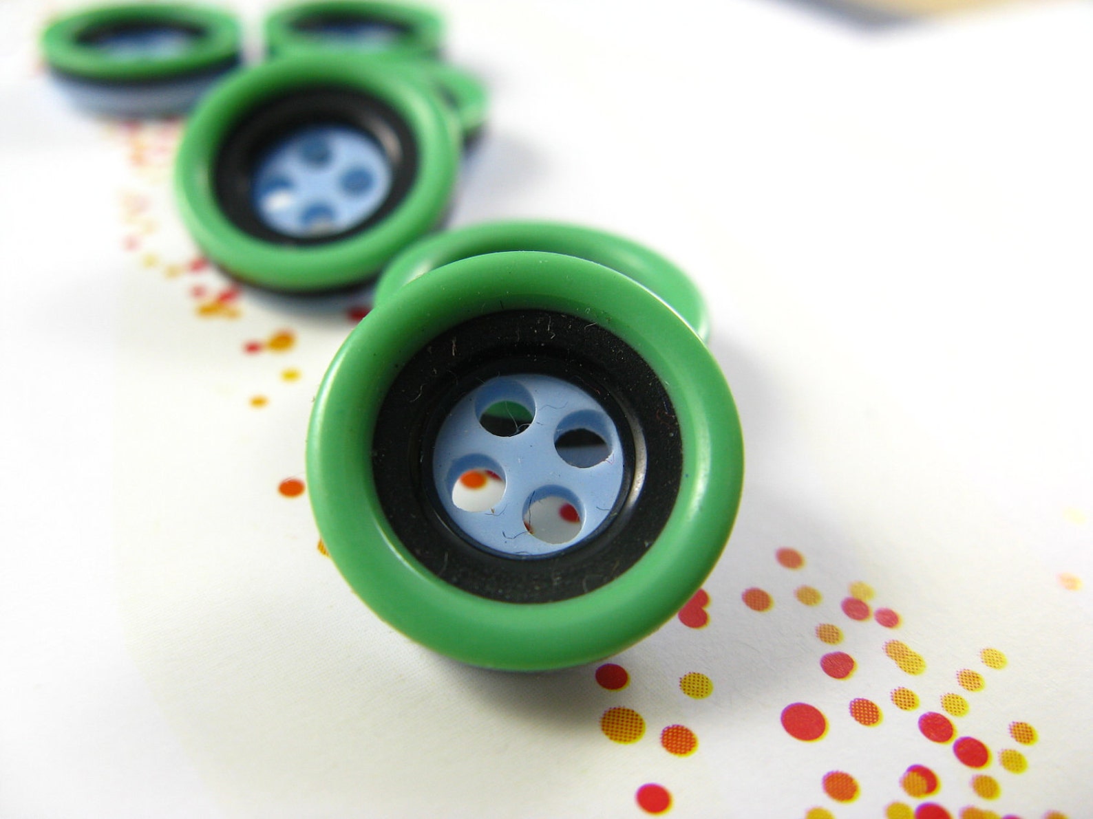 Cute Plastic Buttons Shades of Cyan Recessed Center Buttons. - Etsy