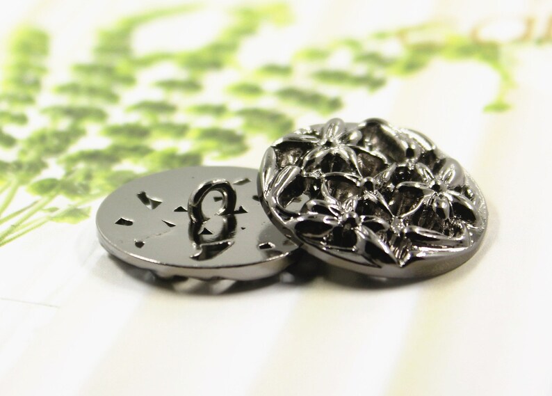 Metal Buttons Bouquet Metal Buttons Gunmetal Color - Etsy