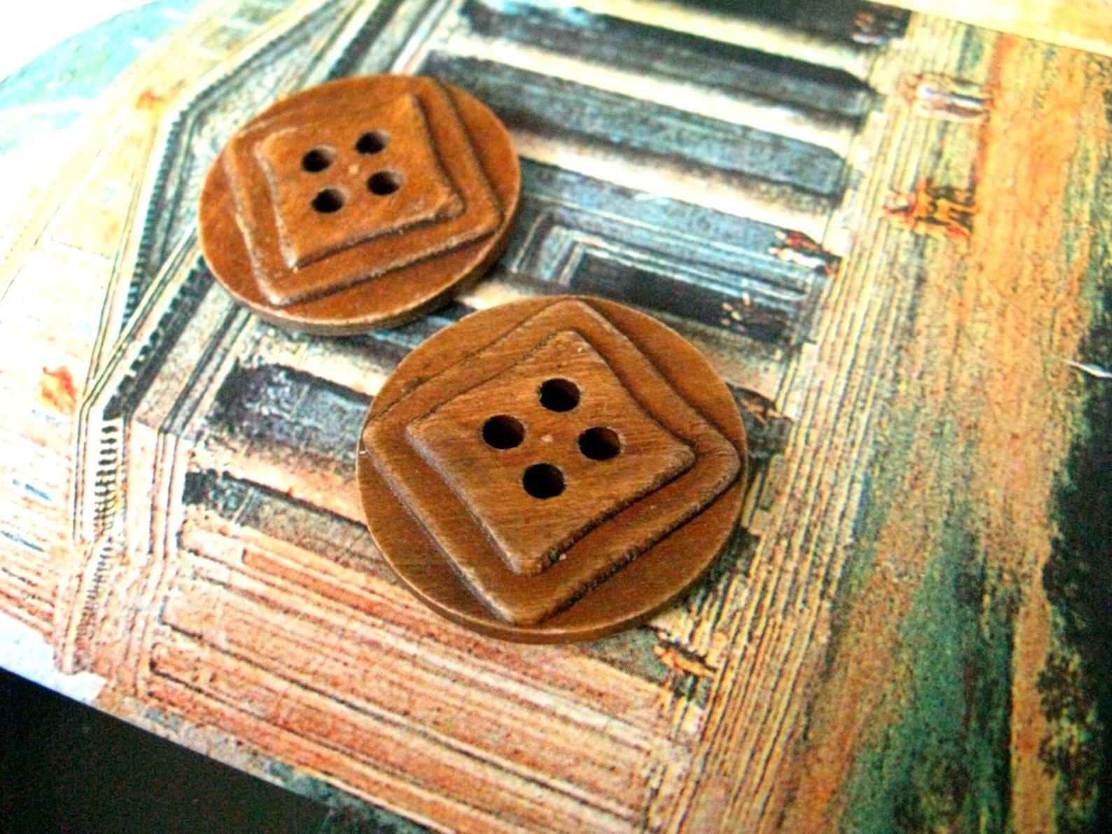 Wood Buttons Antique Square and Round Cascading Walnut Wood | Etsy