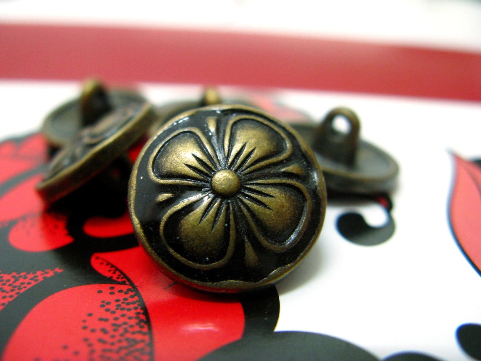 Clover Metal Buttons Cutie Retro Copper Clover Metal Shank | Etsy