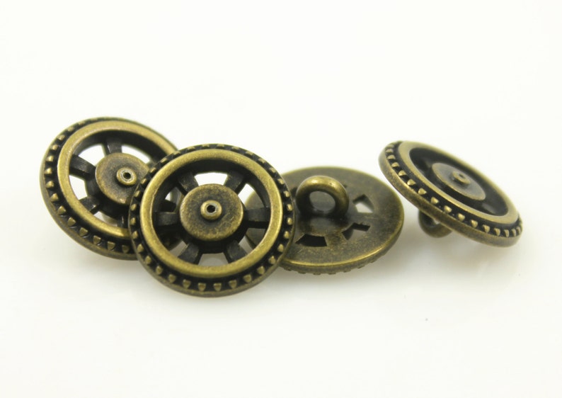 Metal Buttons Gear Metal Buttons Antique Brass Color - Etsy
