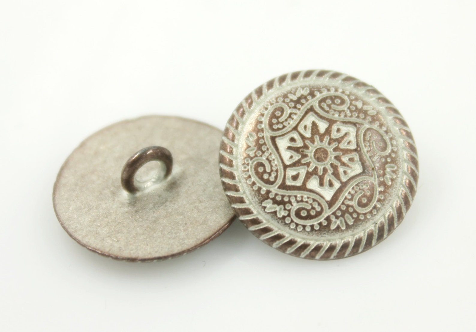 Metal Buttons - Celtic Swirl Metal Buttons , Copper White Color , Shank ...