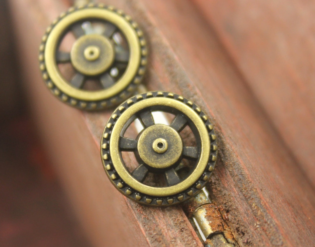 Metal Buttons - Gear Metal Buttons , Antique Brass Color , Shank , 0.55 ...