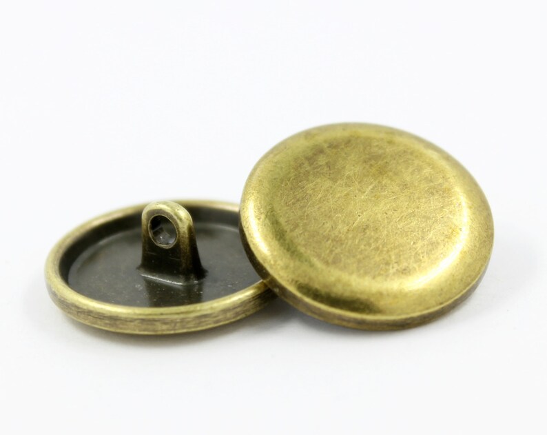 Metal Buttons Flat Antique Brass Metal Shank Buttons 0.79 - Etsy