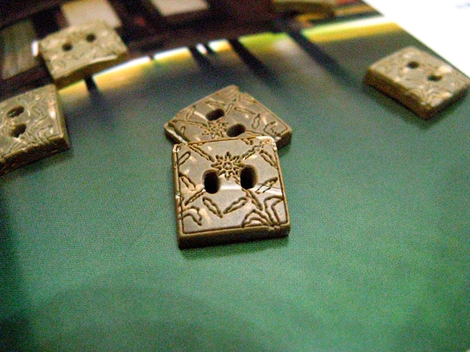 Square Wooden Buttons Lovable Shallow Carving Flower Lattice - Etsy