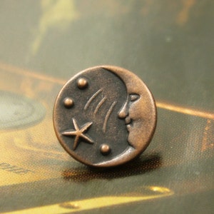 10 Moon and Star Metal Buttons , Copper Color , Shank , 0.43 Inch - Etsy