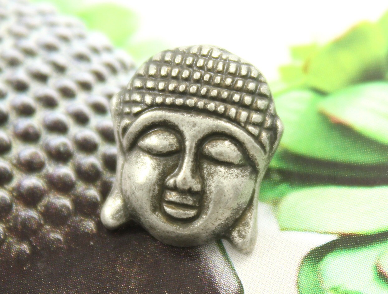 Metal Buttons Zen Buddha Head Metal Buttons Antique Silver - Etsy