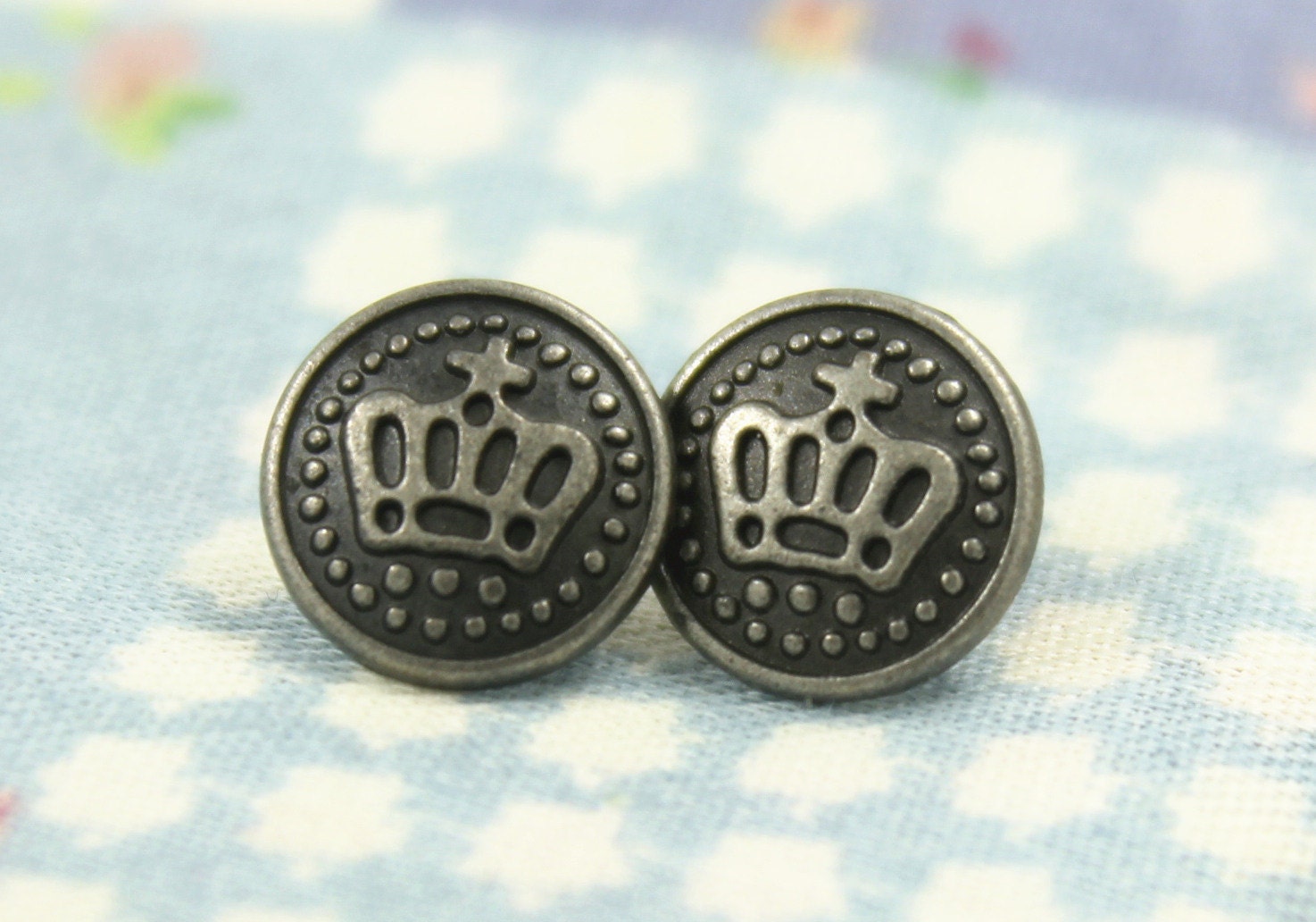 Metal Buttons Victorian Crown Metal Buttons Gray Silver | Etsy