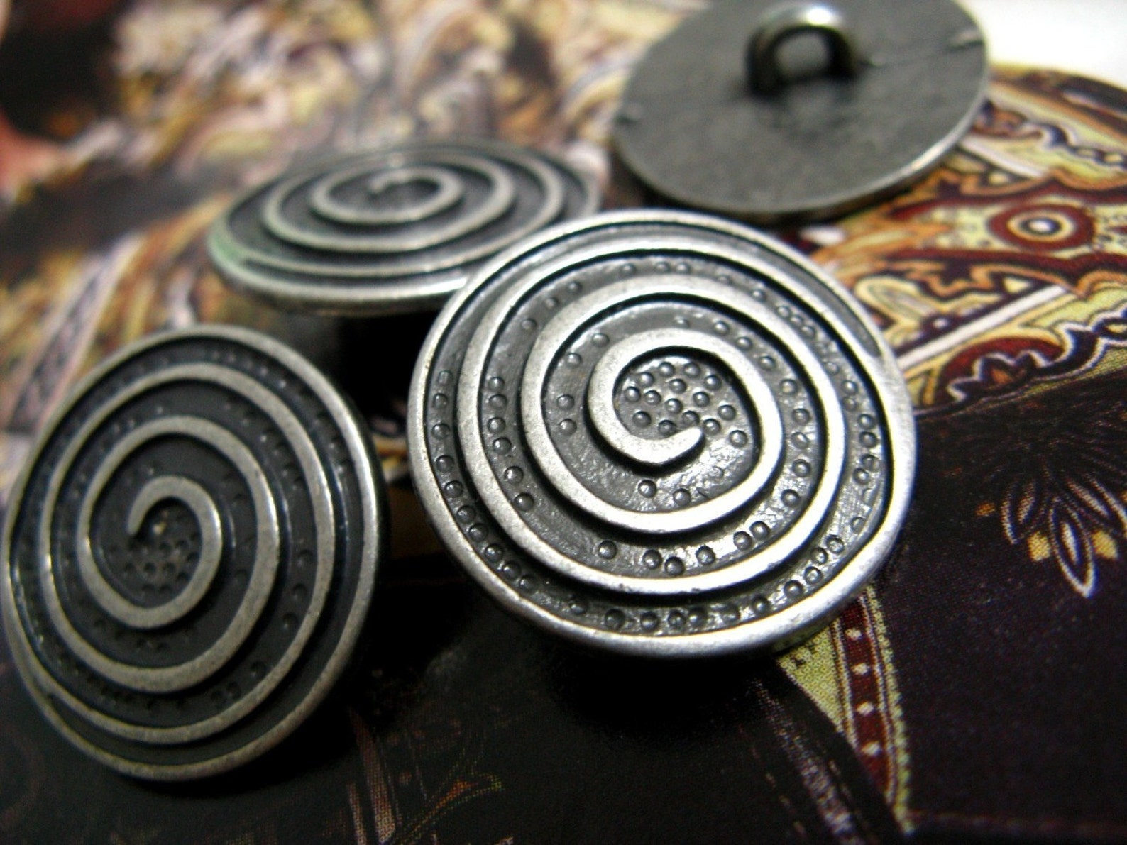 Metal Buttons - Spiral Metal Buttons , Gunmetal Color , Shank , 0.79 ...
