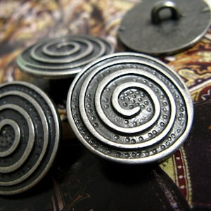 Metal Buttons - Spiral Metal Buttons , Gunmetal Color , Shank , 0.79 ...