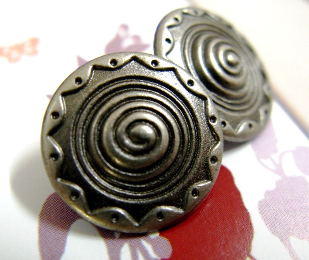 Metal Buttons - Spiral Metal Buttons , Gray Silver Color , Shank , 0.91 ...