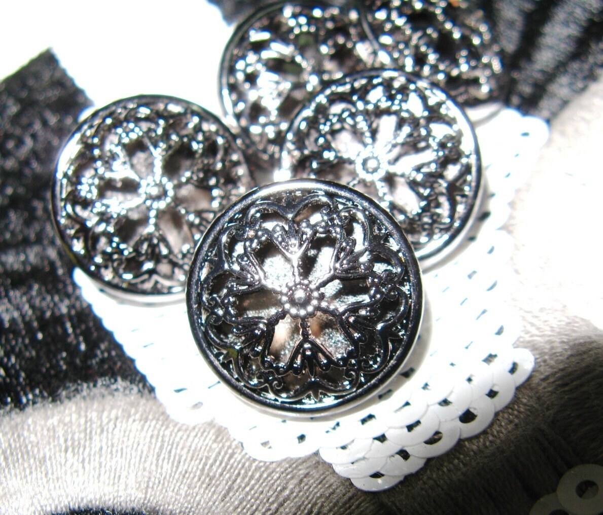 Metal Buttons - Iron Art Filigree Metal Buttons , Shiny Gunmetal Color ...