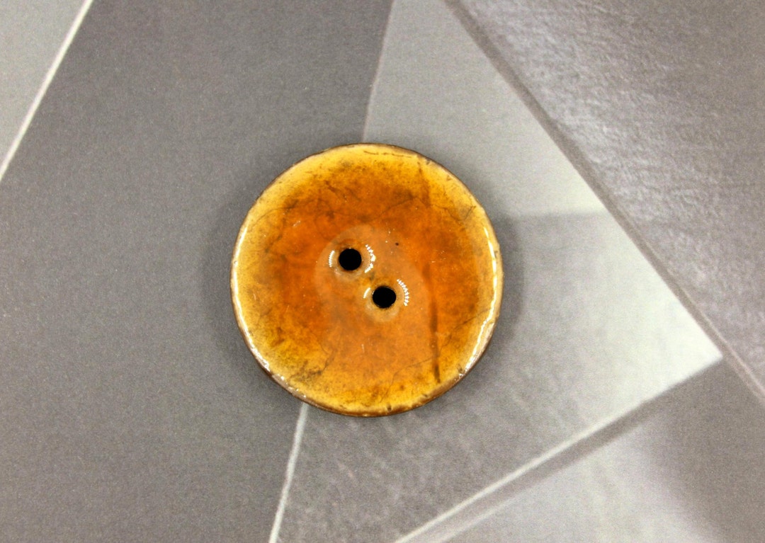 Orange Buttons - 10 Pieces of Translucent Orange Enamel Buttons With ...