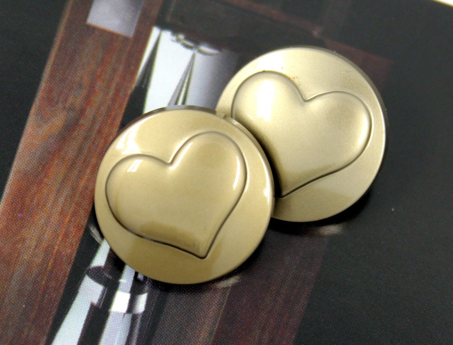 Metal Buttons Heart Metal Buttons Pearlized Khaki Gold - Etsy