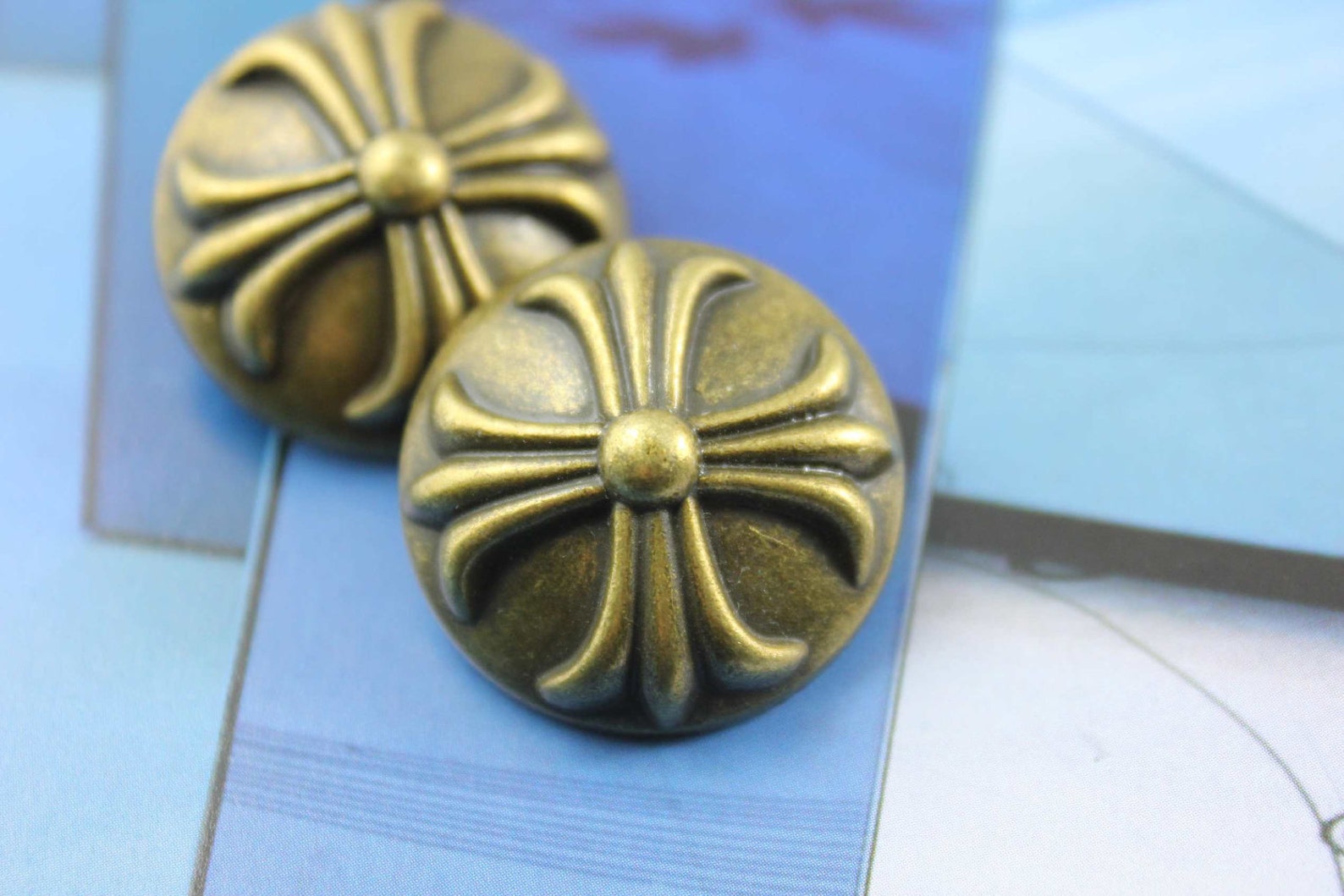 Metal Buttons Baroque Cross Metal Buttons Antique Brass | Etsy
