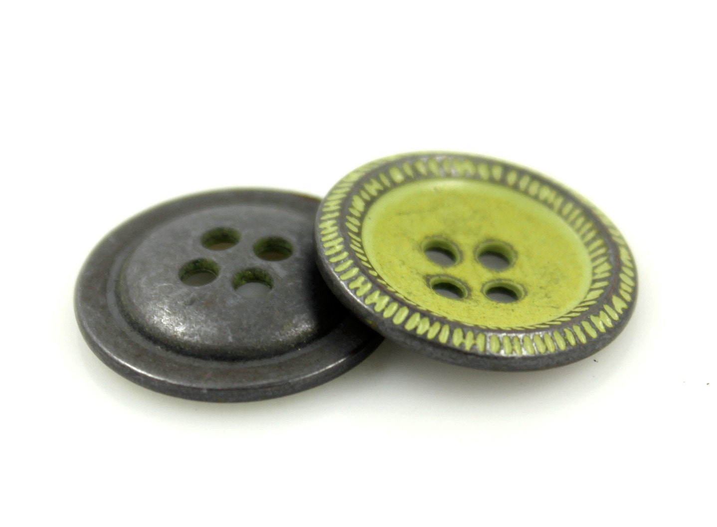 Metal Buttons - Matcha Green Painting Gunmetal Concave Metal Hole ...