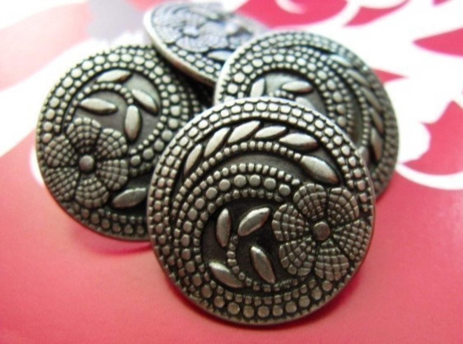 Wholesale Flower Metal Buttons Set 50 Thin Gunmetal Carved - Etsy