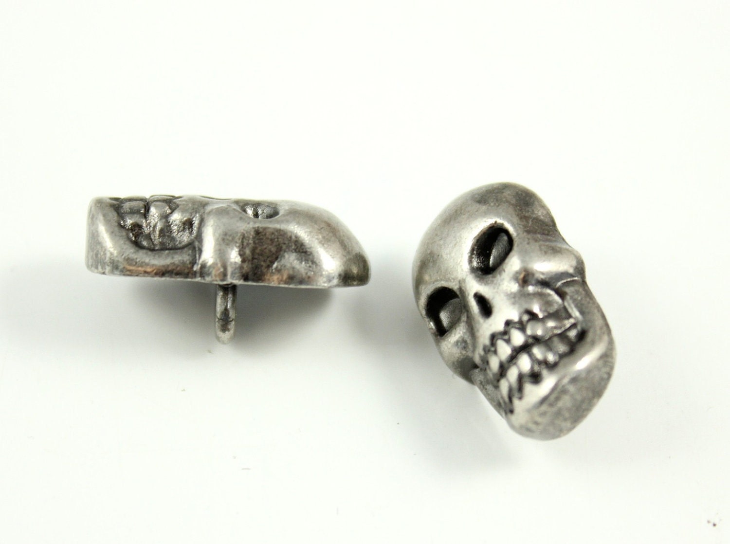 Metal Buttons - Skull Metal Buttons , Gray Silver Color , Shank , 0.71 ...