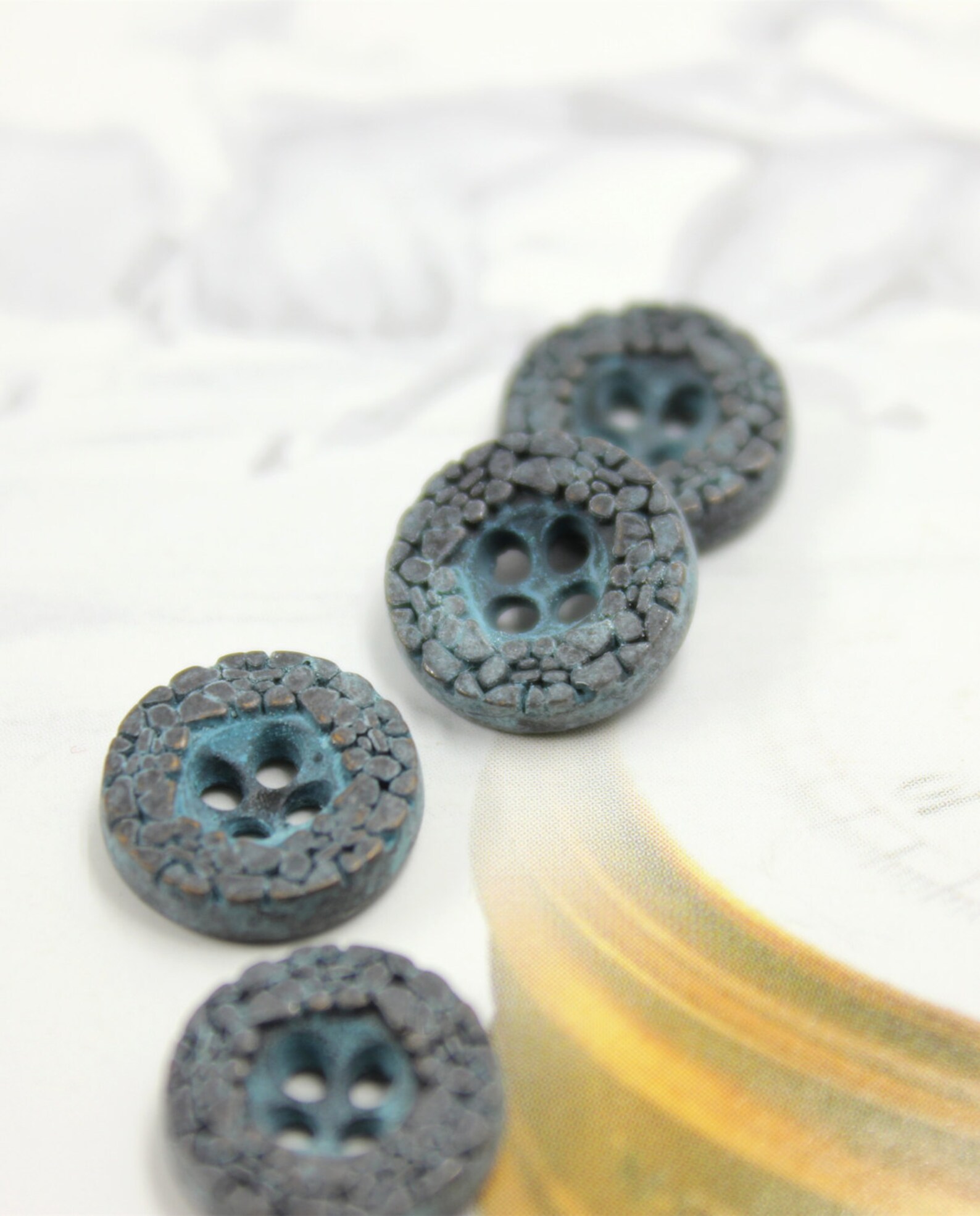 Metal Buttons Blue Rust Stone Texture Metal Hole Buttons - Etsy