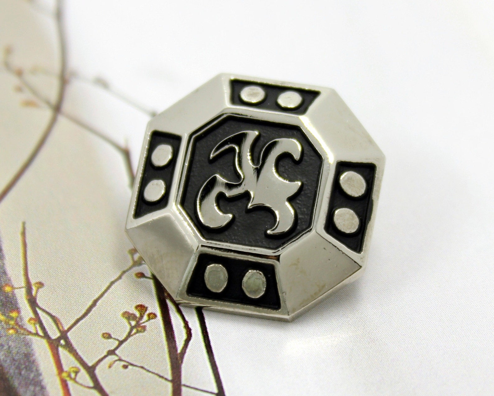 Metal Buttons Octagon Shield Metal Buttons Silver Color - Etsy