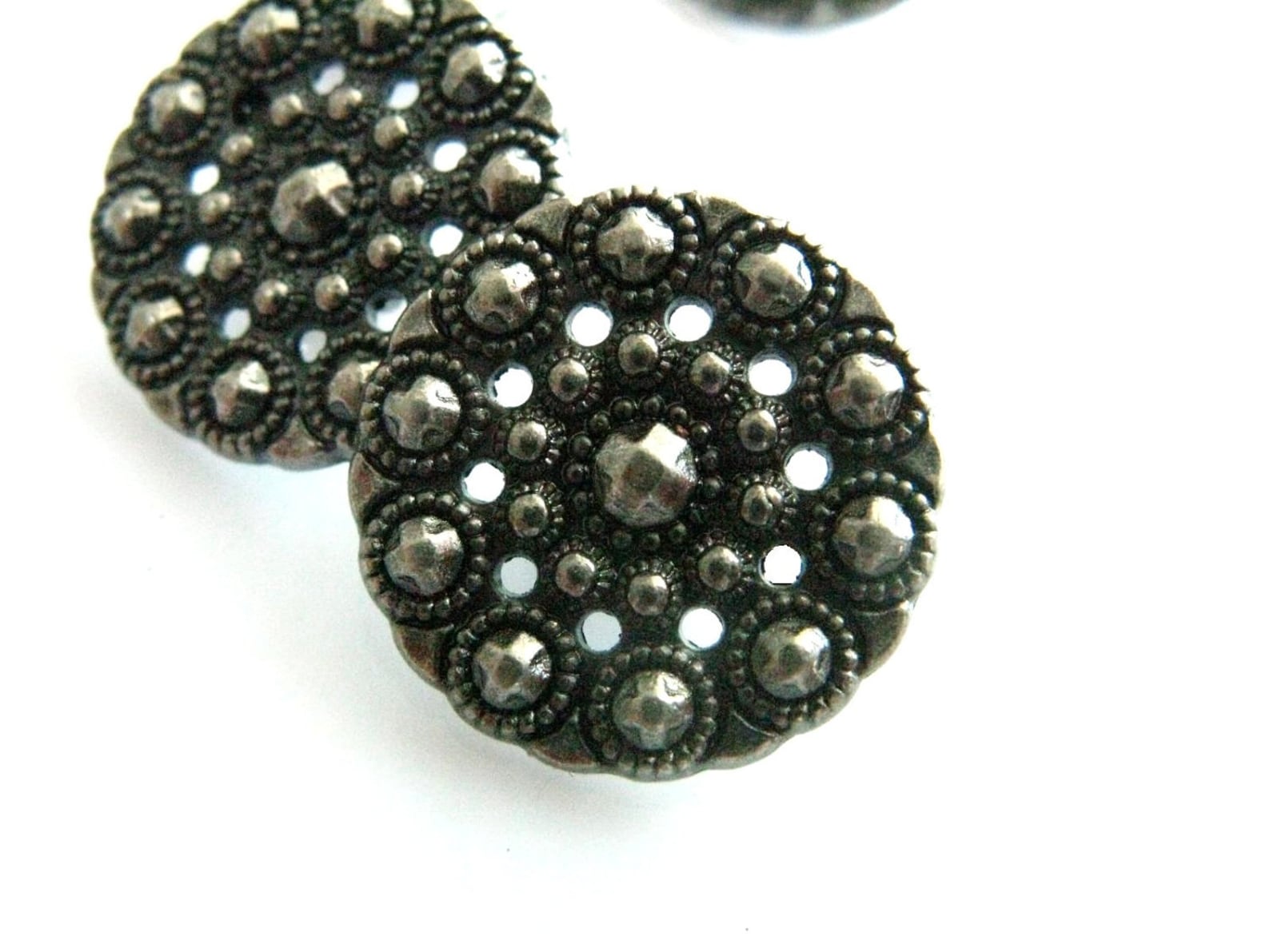 Metal Buttons - 10 Pieces Meticulous Gothic Gorgeous Open Work Beaded ...
