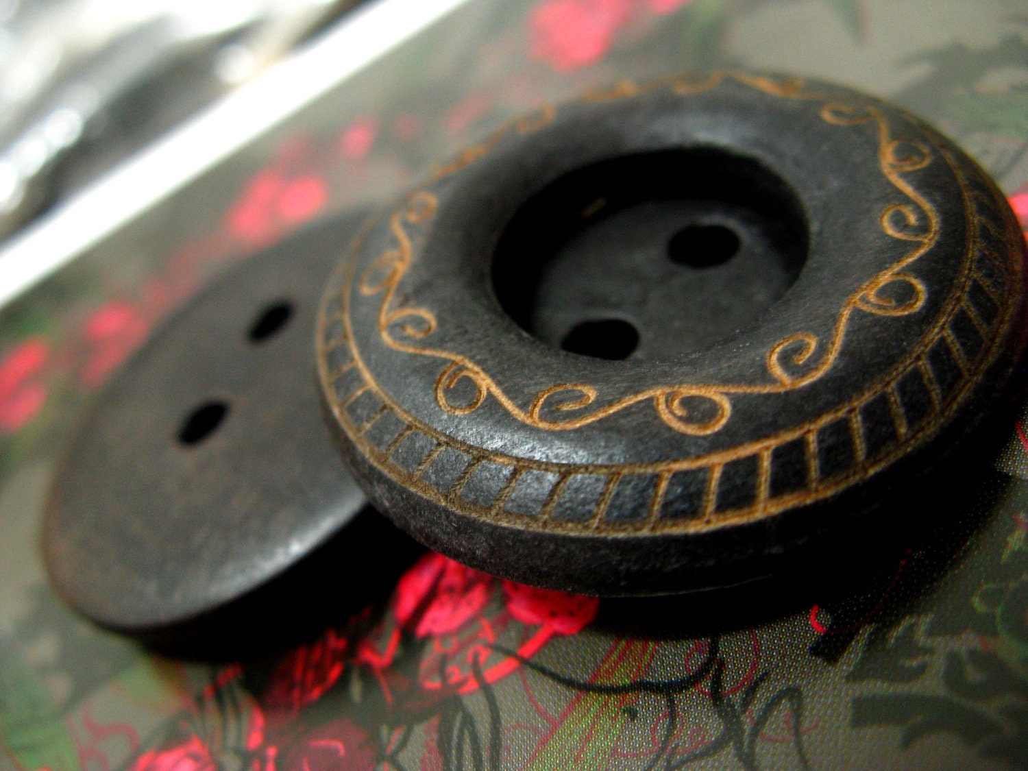 Wooden Buttons Luxury Swirls Decorative Thick Domed Border - Etsy