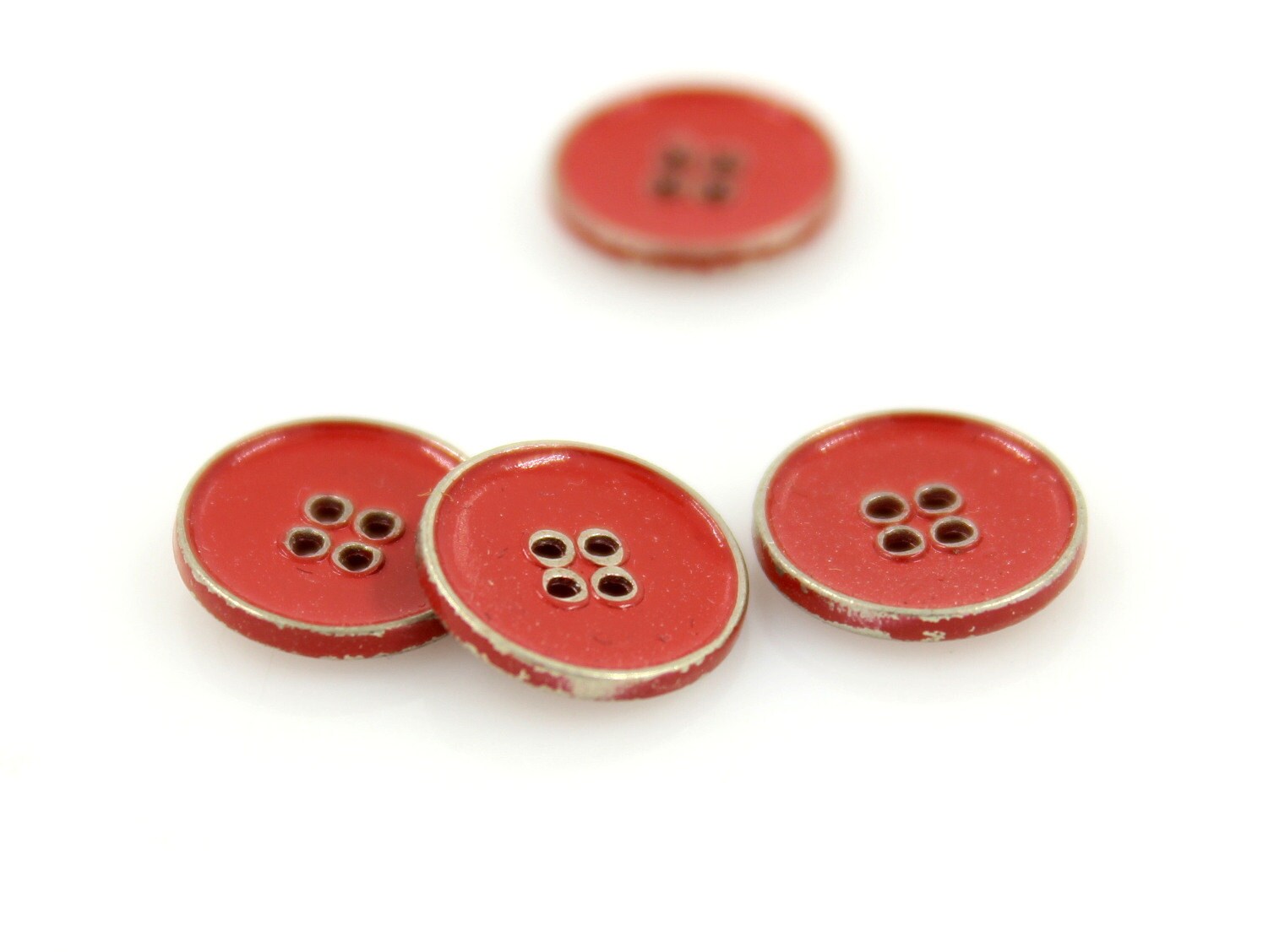 Metal Buttons Red Metal Buttons Silver Color 4 Holes - Etsy