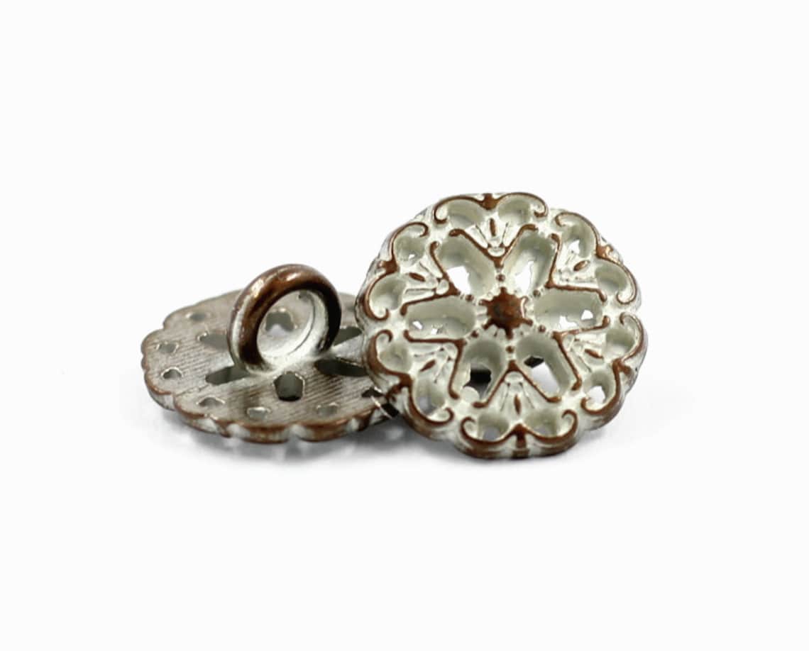 Medieval Filigree Openwork Metal Shank Buttons Copper White - Etsy
