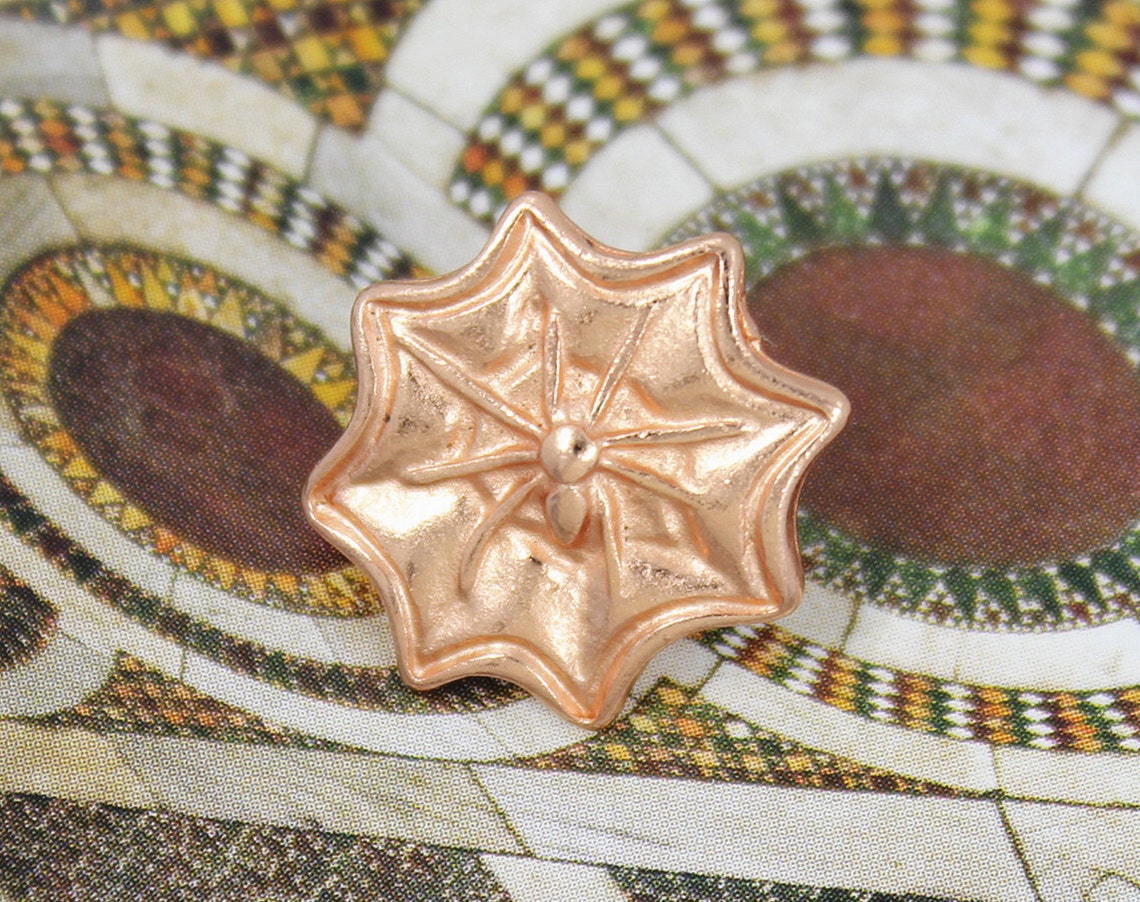 Metal Buttons Spider and Web Metal Buttons Rose Gold Color - Etsy