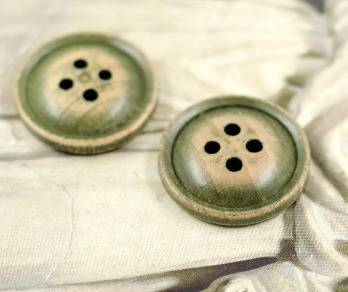 Olive Green Brushed Effect Retro Wooden Buttons. 8 Pcs 0.79 - Etsy